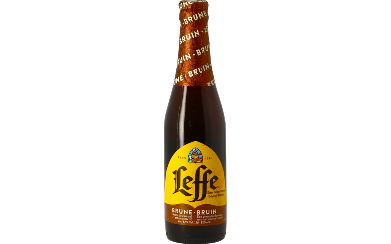 Bière belge LEFFE brune 33cl d'InBev en BELGIQUE, bière d'Abbaye belge