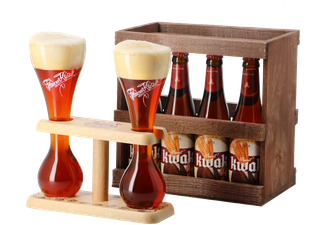 Confezione regalo con birra e bicchieri - Kwak Confezione Regalo 4 birre + 2 bicchieri su base ...