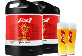 Pack 2 vaten 6L Bud + 2 glazen Bud - 33cl